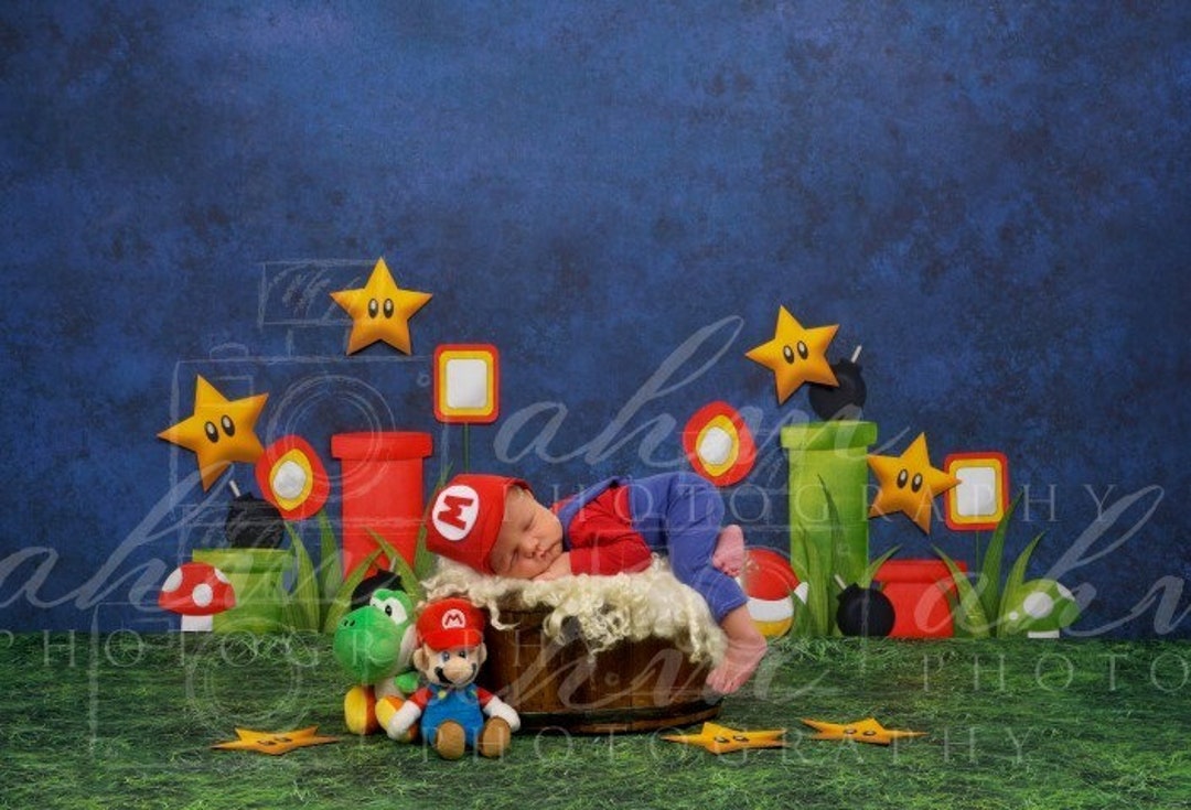 Mario Newborn Digital Backdrop Gaming Geek Nerd Gamer Composite ...