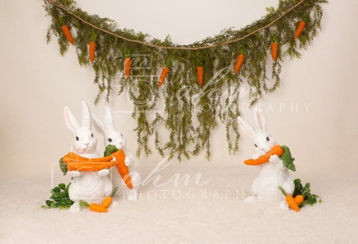 Easter Sitter Digital Backdrop Easter Bunny Rabbit Carrots | Etsy