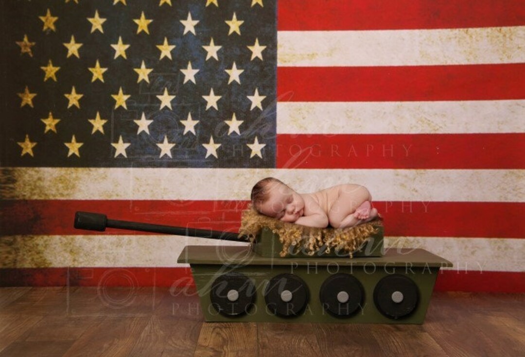 Newborn Digital Backdrop Flag Tank Patriotic American Solider Army Baby ...