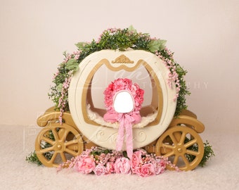 Princess Carriage Girl Face Insert Newborn Digital Backdrop | Etsy