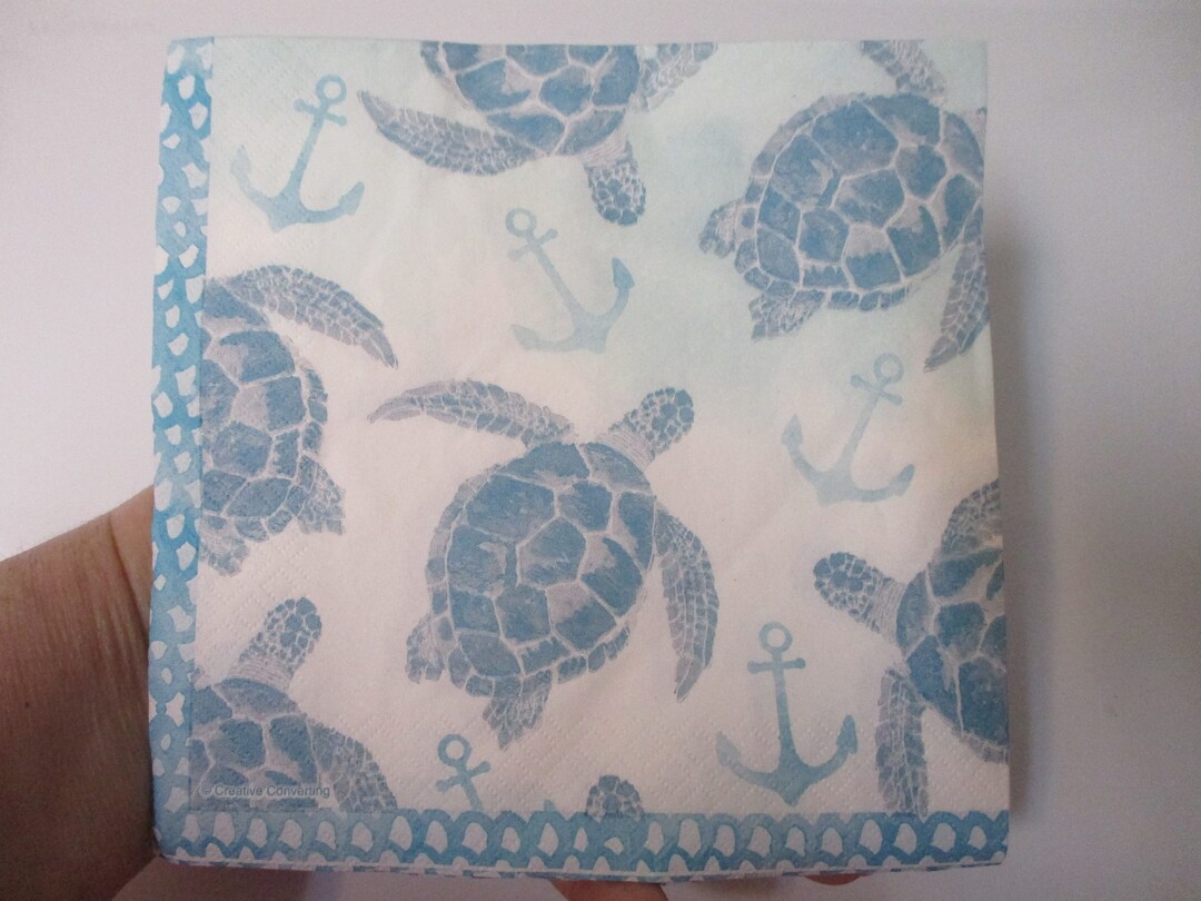2-turtle Luncheon Decoupage Napkins-summer Decoupage Napkins-beach ...