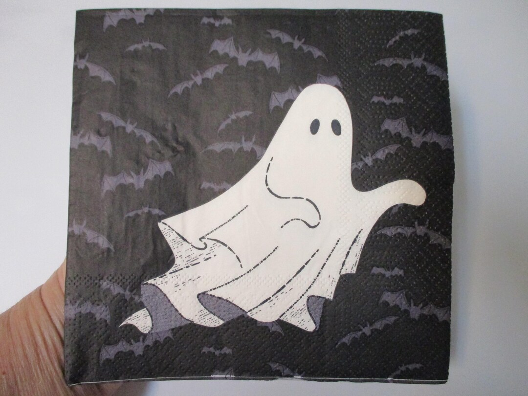 2-flying Ghost Luncheon Decoupage Napkins-halloween Decoupage Napkins ...