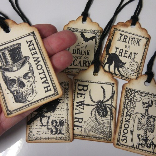 6-gothic Halloween Tags-halloween Decor-halloween Gift - Etsy