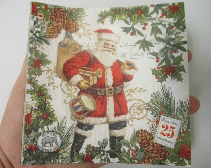 2-santa and Reindeer Cocktail Decoupage Napkins-christmas Decoupage ...