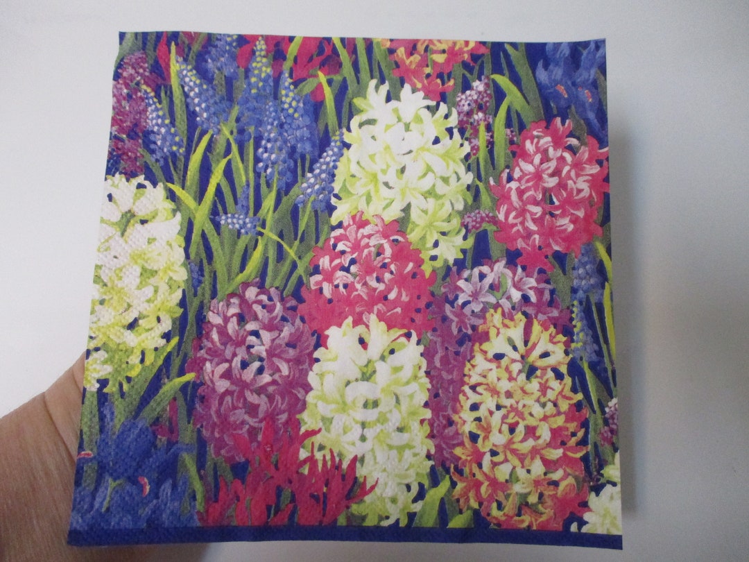 2-hyacinths Luncheon Decoupage Napkins-floral Decoupage Napkins-floral ...