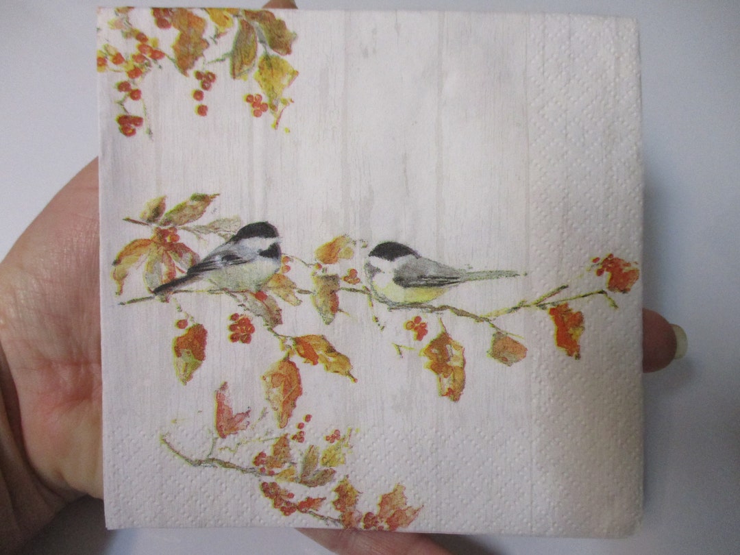 2-fall Birds Cocktail Decoupage Napkins-fall Decoupage Napkins-autumn ...