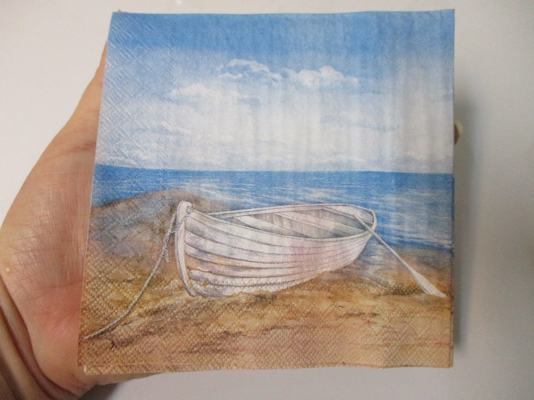 2-boat and Beach Chair Cocktail Decoupage Napkins-summer Decoupage ...