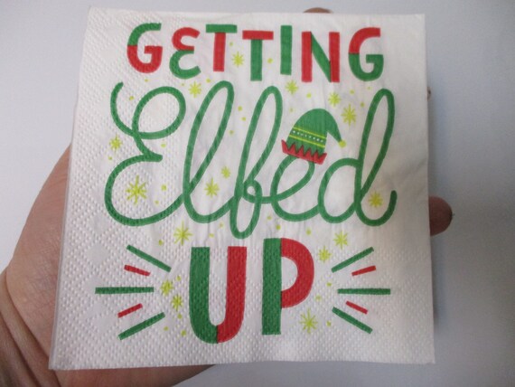 2-getting Elfed up Cocktail Decoupage Napkins-christmas - Etsy