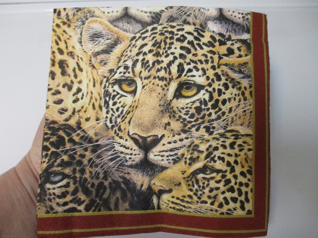 2-leopard Luncheon Decoupage Napkins-jungle Decoupage Napkins - Etsy
