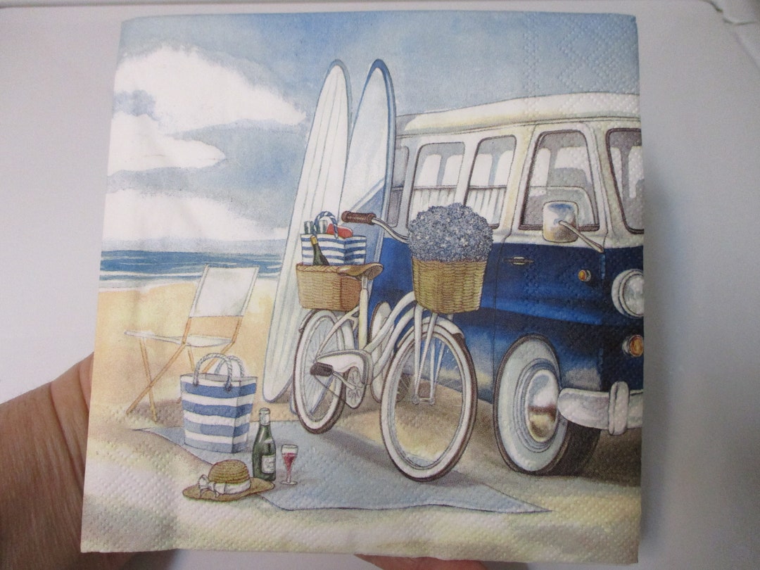 2-surfboard Scene Luncheon Decoupage Napkins-summer Decoupage Napkins ...