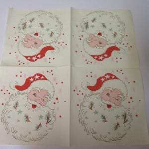2-santa Face Cocktail Decoupage Napkins-christmas Decoupage Napkins ...