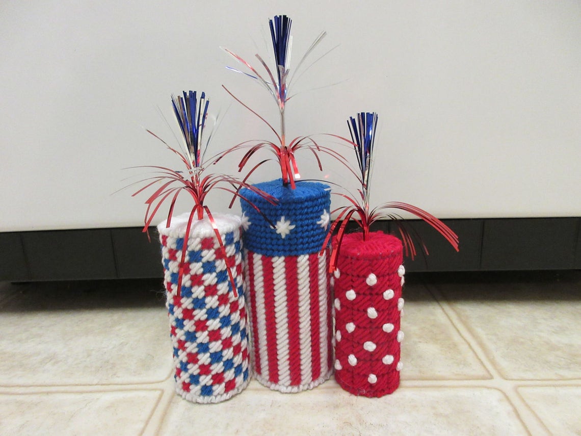 July 4th Decor-July 4th Plastic Canvas Firecrackers-4th Of | Etsy