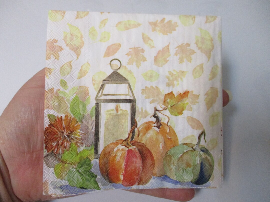 2-fall Lantern Cocktail Decoupage Napkins-pumpkin Decoupage Napkins ...