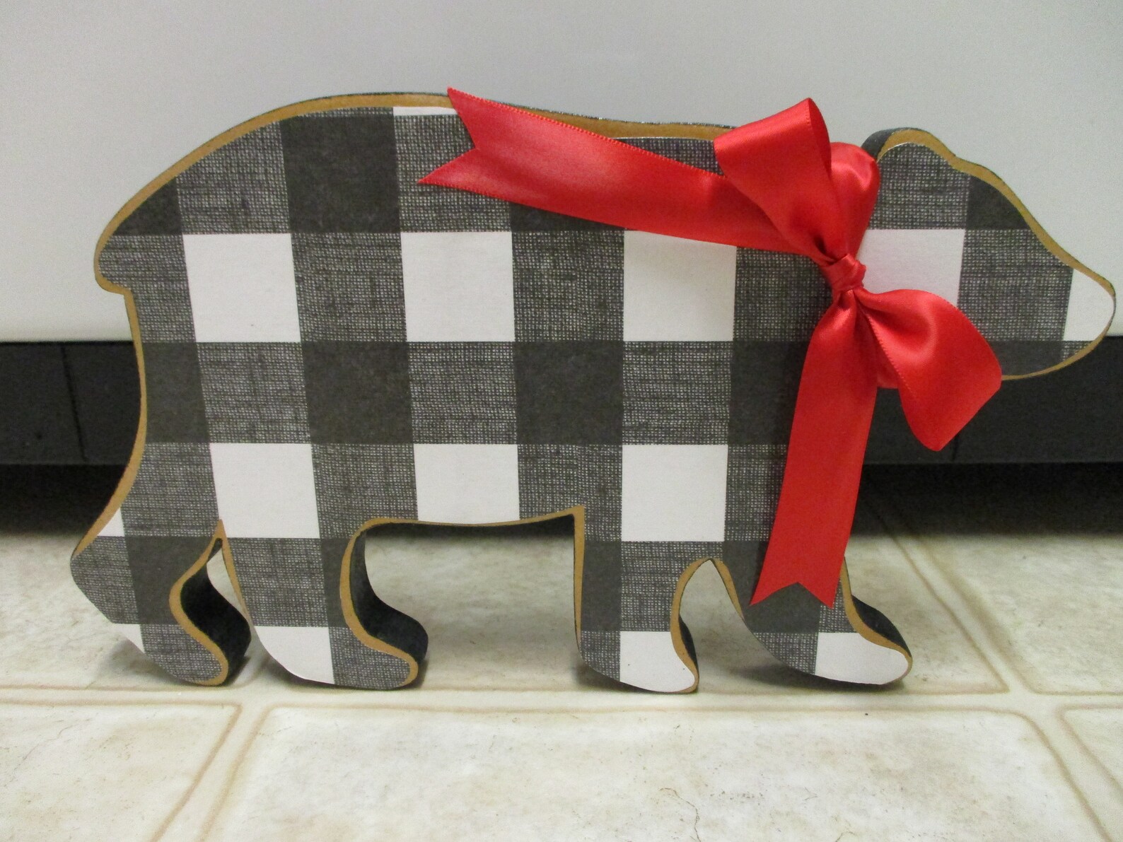 Rustic Buffalo Plaid Wood Bear Decor-christmas Decor-rustic Christmas ...
