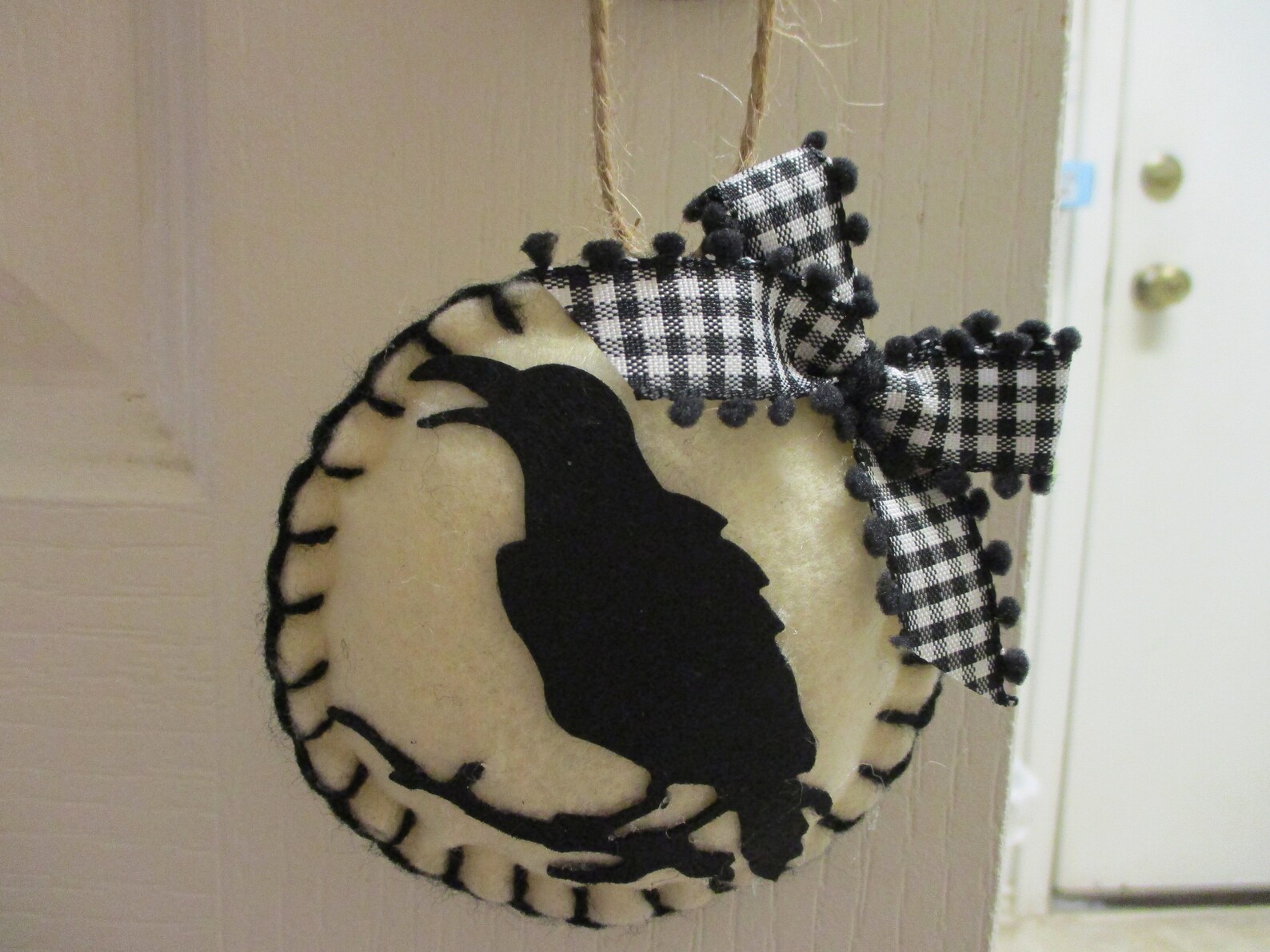Rustic Cat and Raven Felt Halloween Ornaments-halloween Ornaments ...