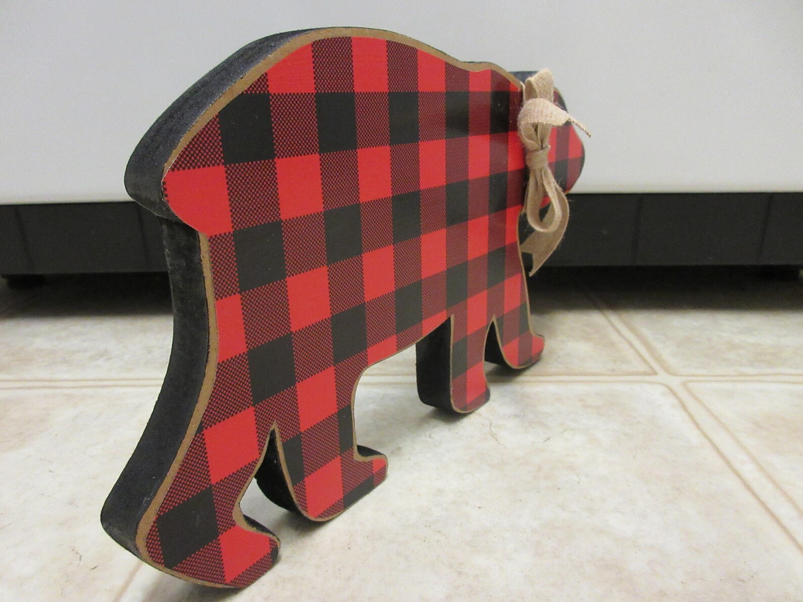 Rustic Buffalo Plaid Wood Bear Decor-christmas Decor-rustic Christmas ...