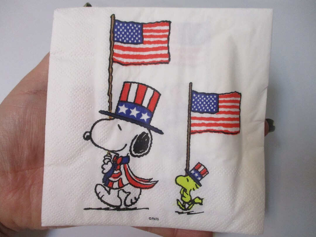 2-snoopy July 4th Cocktail Decoupage Napkins-peanuts July 4th Decoupage ...