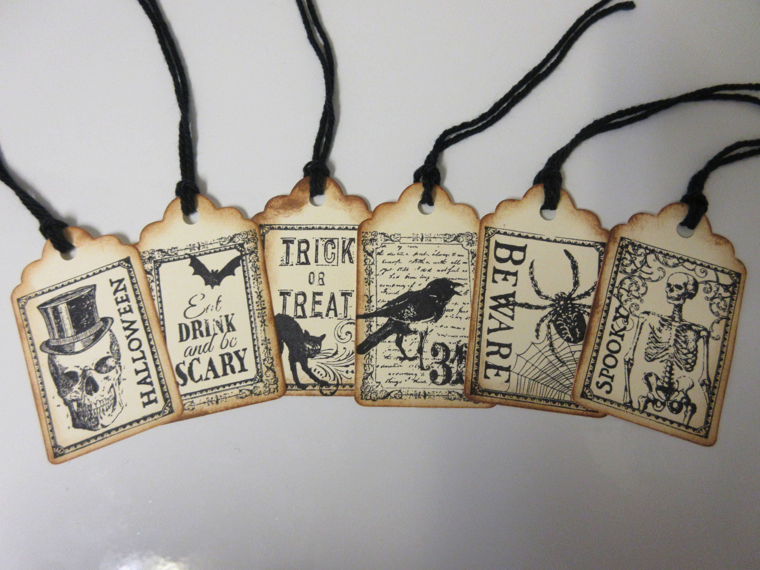 6-gothic Halloween Tags-halloween Decor-halloween Gift - Etsy