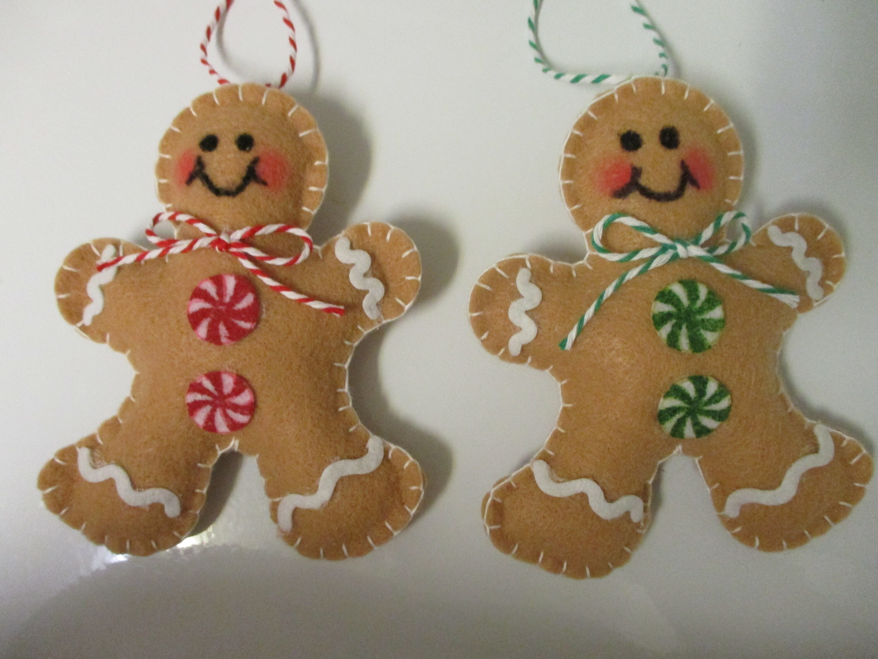 2 Gingerbread Man Felt Christmas Ornaments-christmas Ornaments-felt ...