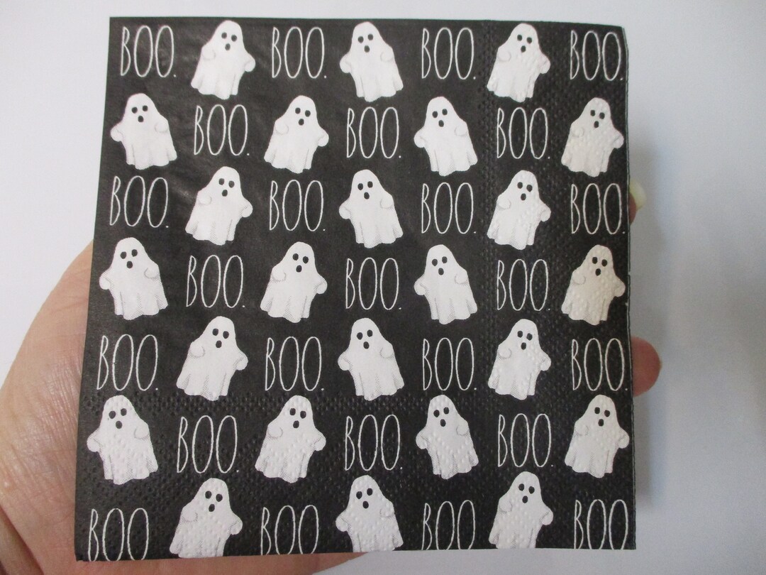 2-rae Dunn Ghost Boo Cocktail Decoupage Napkins-halloween Decoupage ...