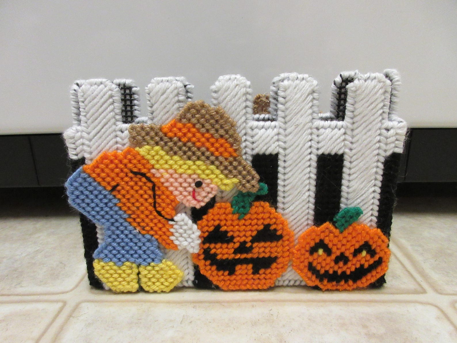 DOUBLE SIDED! Pumpkin Patch Plastic Canvas LARGE Halloween Napkin ...
