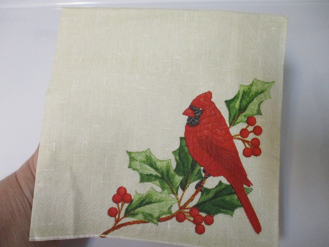 2-cardinal Luncheon Decoupage Napkins-christmas Decoupage Napkins - Etsy