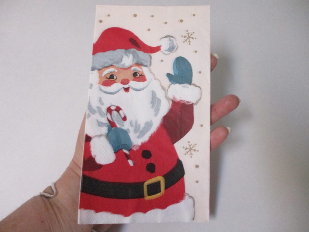 2-retro Santa Guest Towel Decoupage Napkins-christmas Decoupage Napkins ...