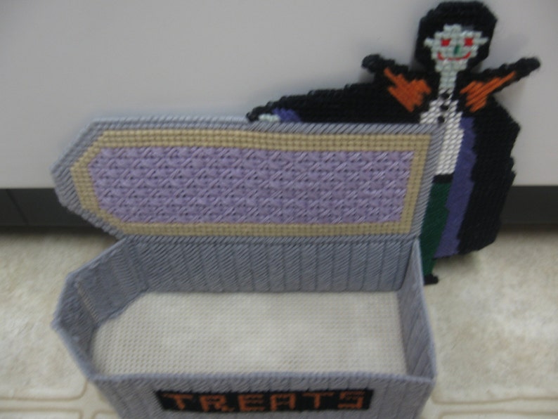 Halloween Decorations-plastic Canvas Vampire and Coffin Treat Holder ...