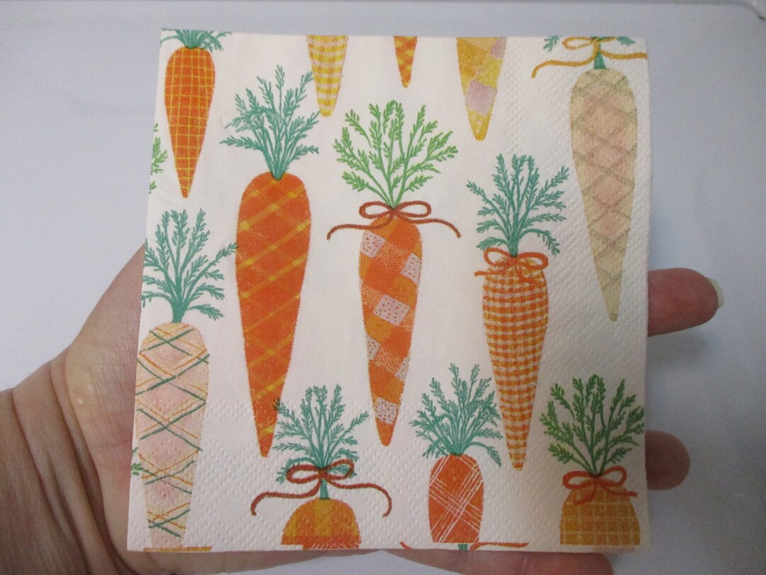 2-plaid Carrots Cocktail Decoupage Napkins-easter Decoupage Napkins ...