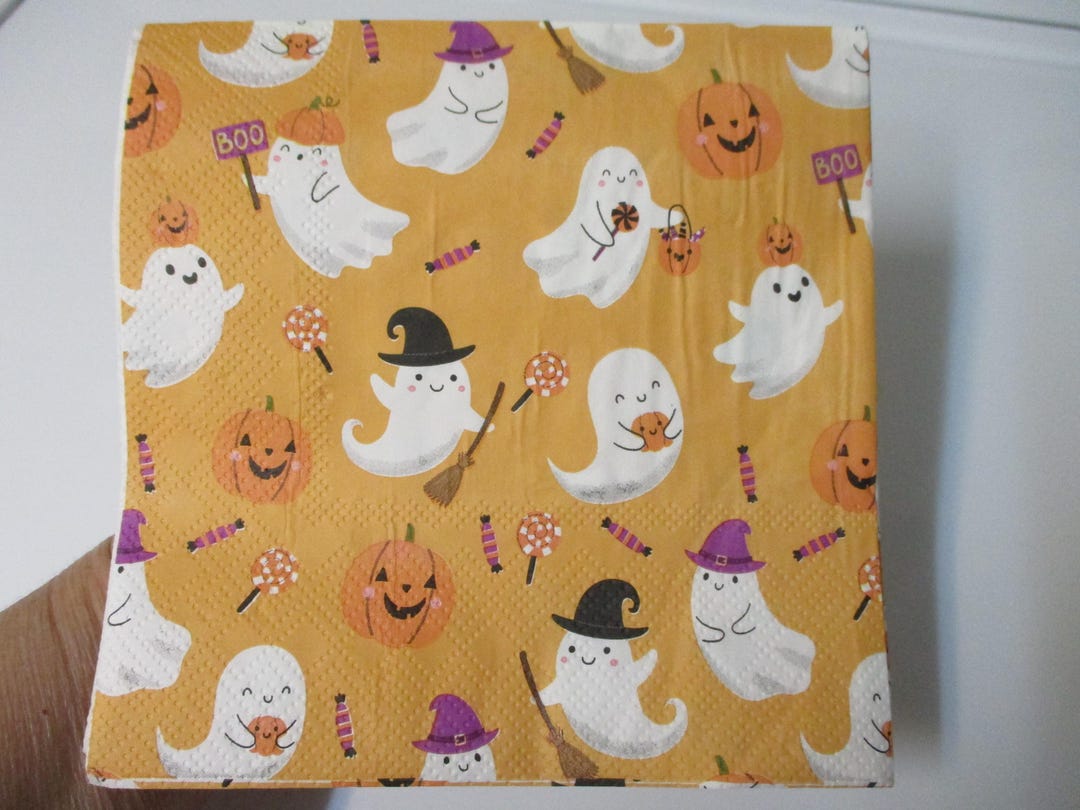 2-ghost Luncheon Decoupage Napkins-halloween Decoupage Napkins-fall ...