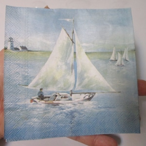 2-sailboat Cocktail Decoupage Napkins-summer Decoupage Napkins-beach ...