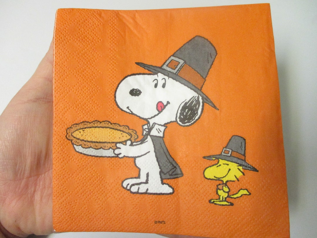 2-peanuts Thanksgiving Cocktail Decoupage Napkins-snoopy Thanksgiving ...
