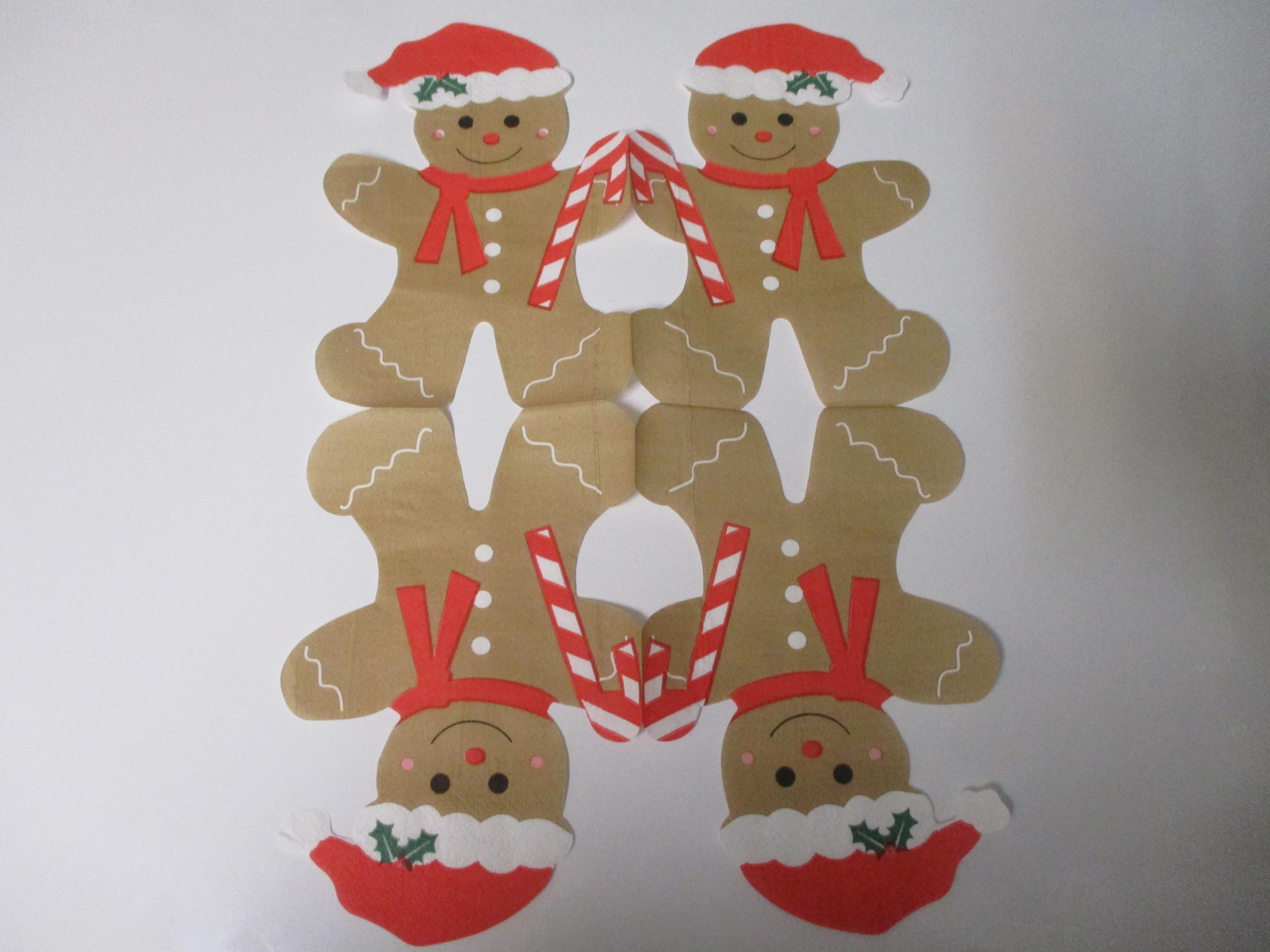 2-gingerbread Man Shaped Cocktail Decoupage Napkins-christmas Decoupage ...