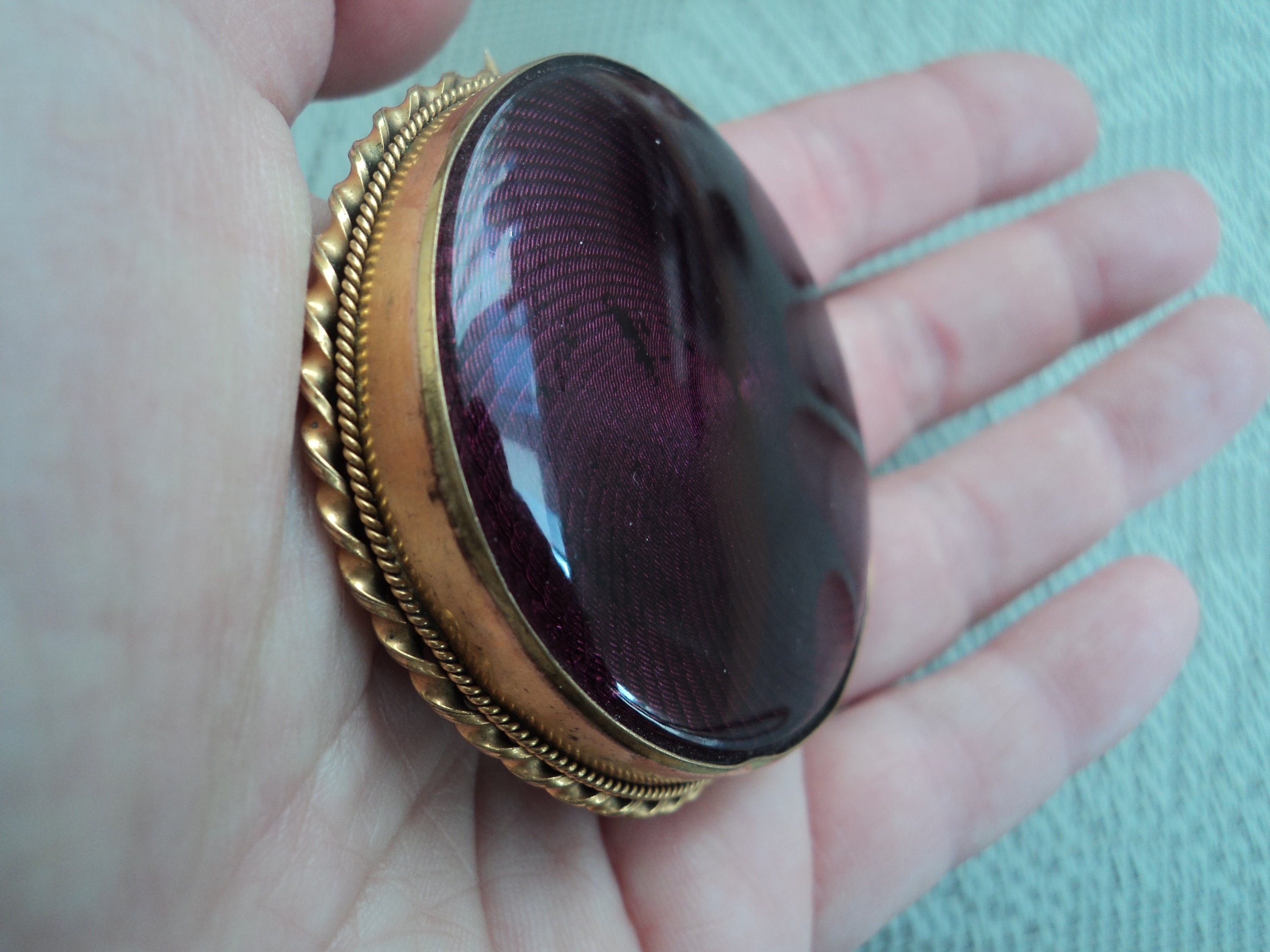 Large Victorian Pinchbeck and Enamel Brooch | Etsy