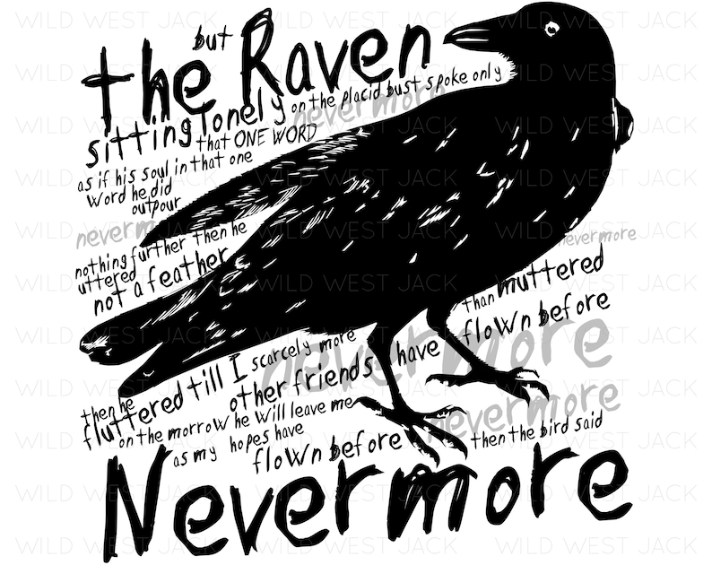 The Raven Nevermore Edgar Allen Poe Quote Digital Download | Etsy