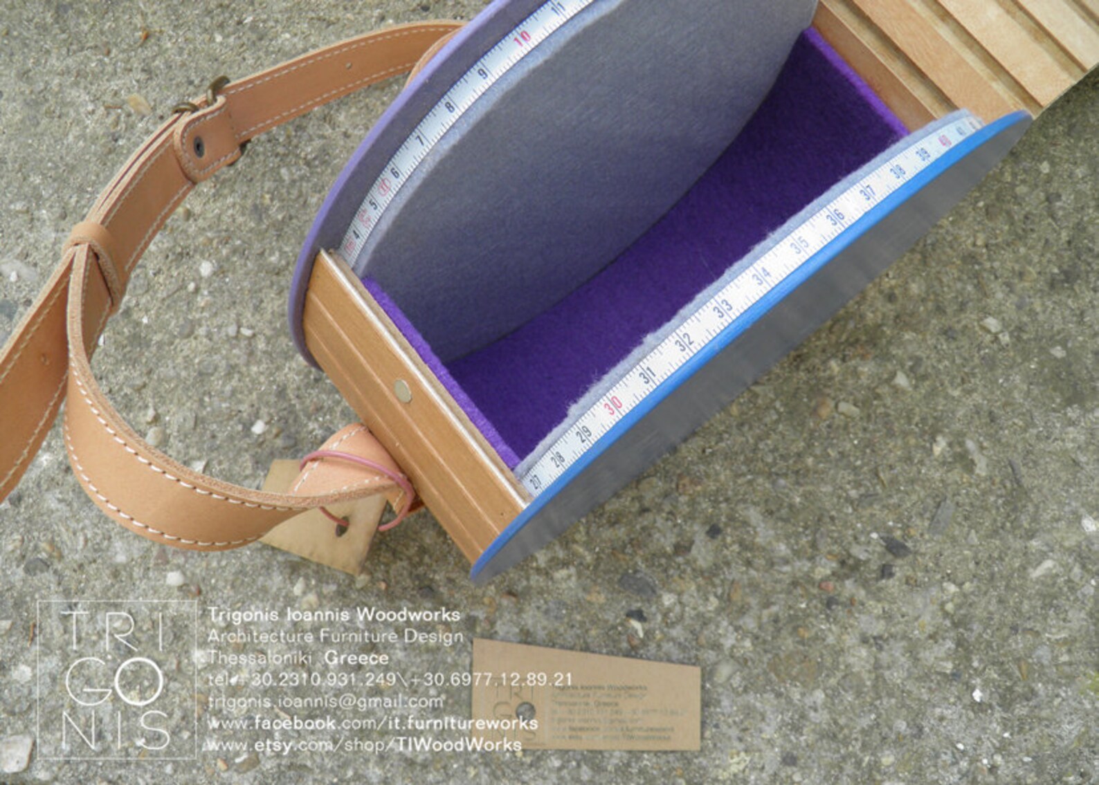 Blue and Purple Round Wooden Pouch Bag With Skin Pink Leather Handle - Etsy