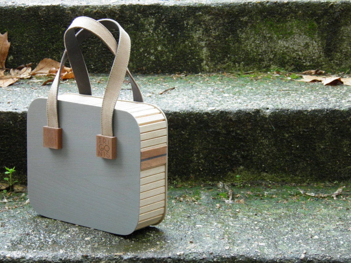 Wooden Handbag With Leather Handles - Etsy