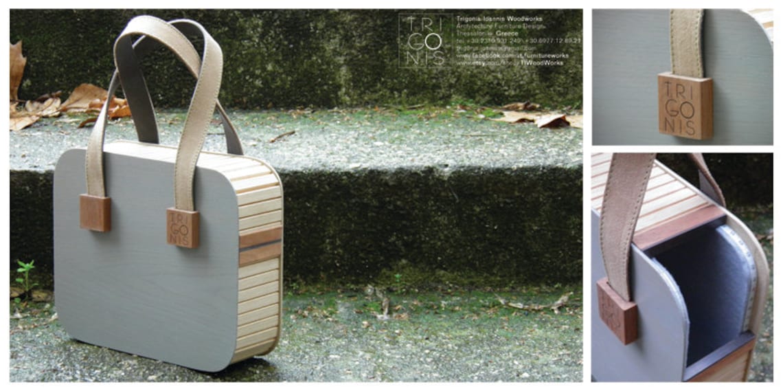 Wooden Handbag With Leather Handles - Etsy