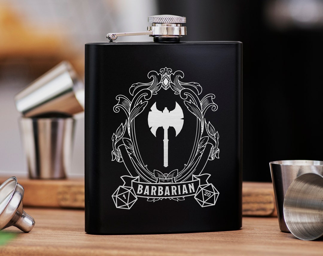 Barbarian Class Dnd Hip Flask 7oz Gift for Dnd Party, Great Gift Idea ...