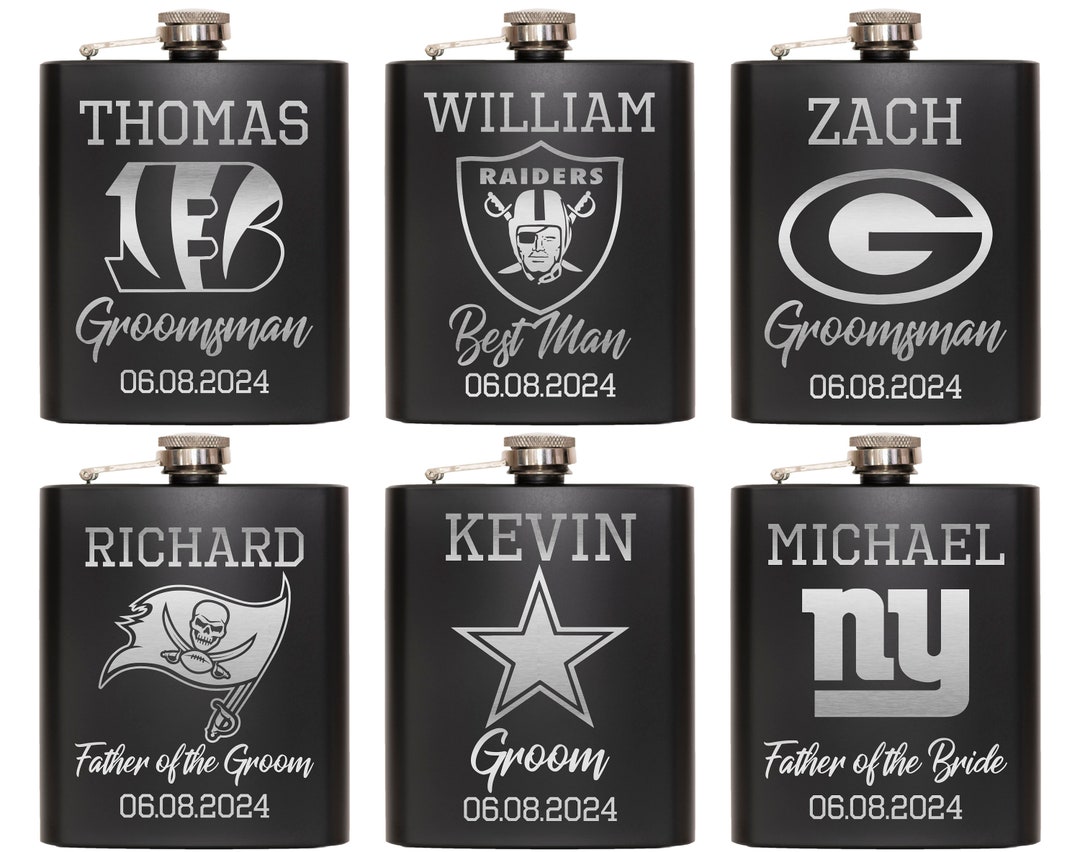Groomsman Flask, Football Team, Groomsmen Gifts, Personalized Groomsmen ...