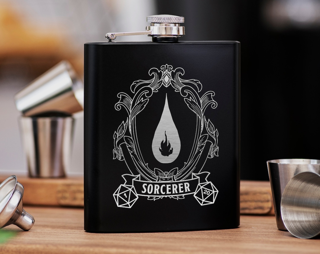 Sorcerer Class Dnd Hip Flask 7oz Gift for Dnd Party, Great Gift Idea ...