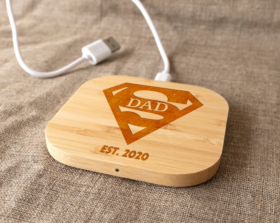 Fathers Day Gift SUPERDAD Wireless Charger Pad Personalized Engraved ...