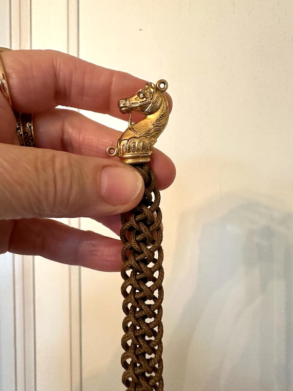 Antique Victorian Hairwork Watch Chain Horse Head and… - Gem