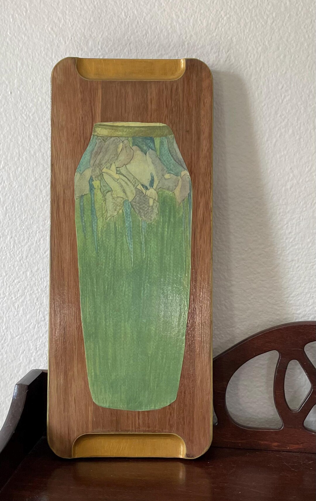 Newcomb Pottery Watercolor Print on Reclaimed Wood | Wall Decor Iris ...