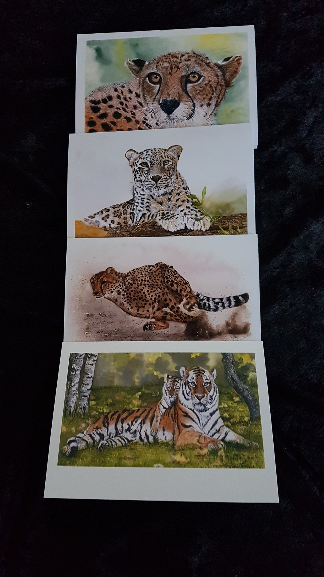 A Collection of 4 African Wild Animal Greeting Cards, Animal Notelet ...