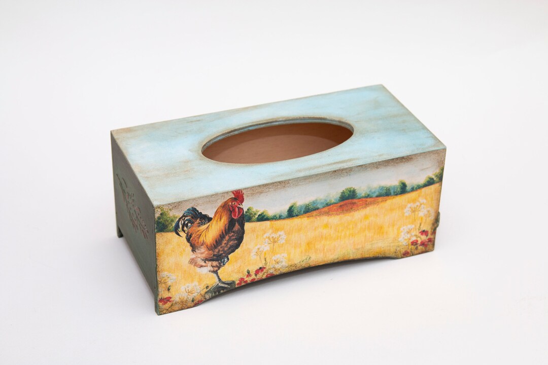 Rustic Chic Tissue Box With Donkeys Decoupaged Distressed - Etsy