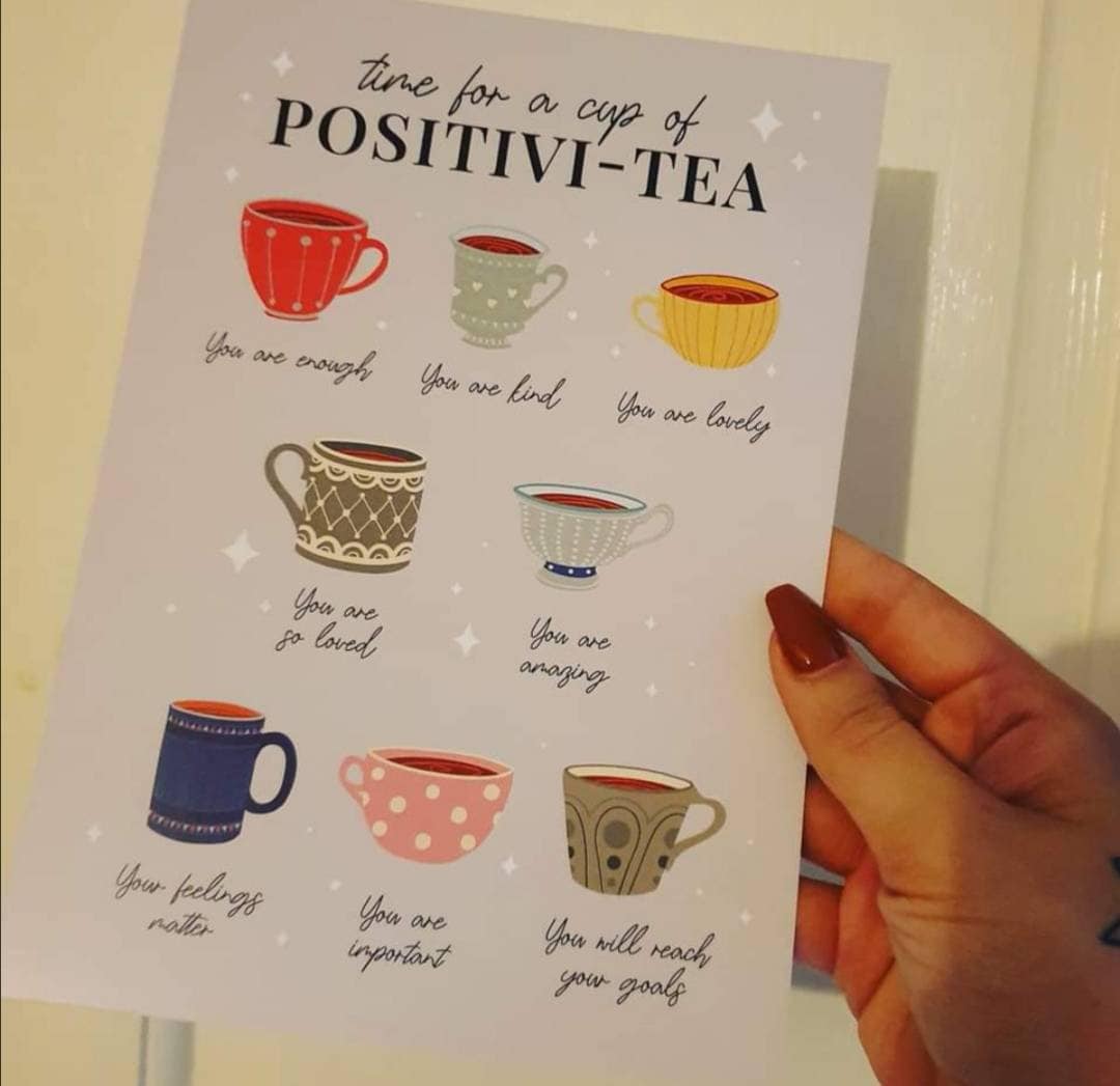 Positivi-tea, Self Affirmation Print, Positivitea, A6 A5 A4 A3 A2, Cup ...