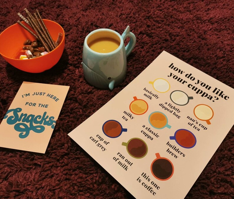 Cup of Tea Swatch Chart, Tea Colour Chart, A6 A5 A4 A3 A2 Print, Cup of ...