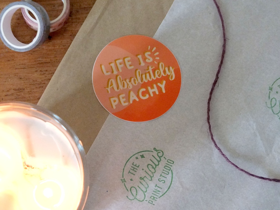 Peachy Sticker Life is Peachy Decal Quote Art Sticker - Etsy
