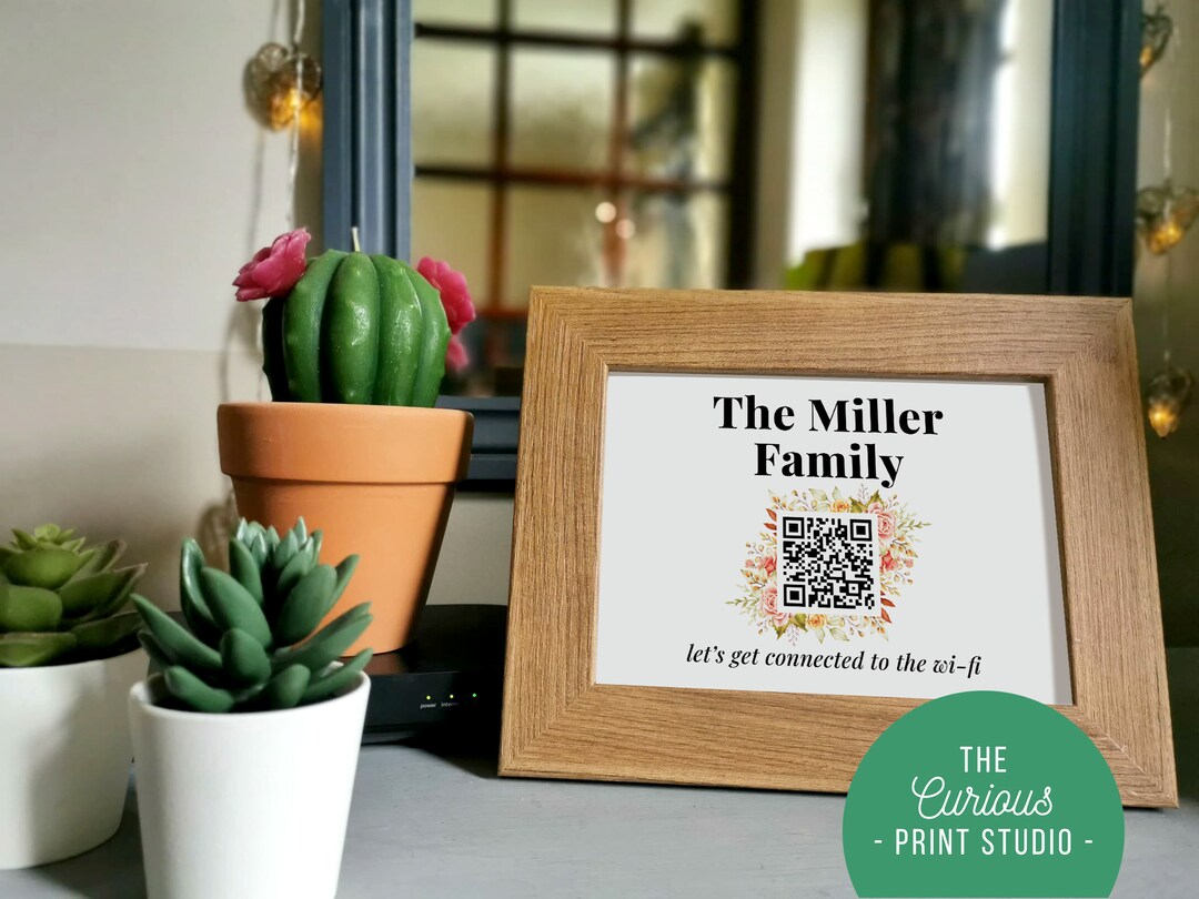 Wi-fi QR Code Print, A5 Print, 5 X 7", Wifi Print, QR Code, Floral ...